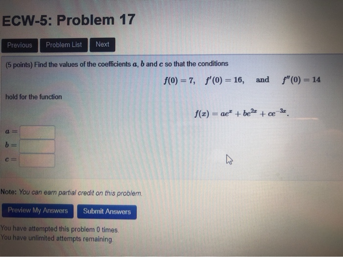 Solved ECW-5: Problem 17 Previous Problem List Next (5 | Chegg.com