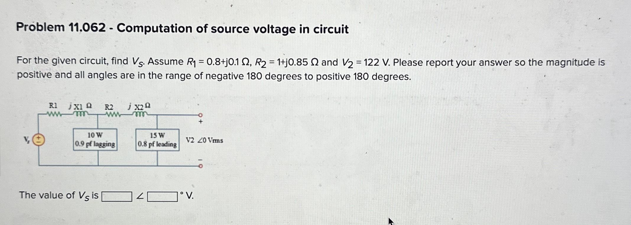 Solved For the given circuit, find Vs. ﻿Assume | Chegg.com