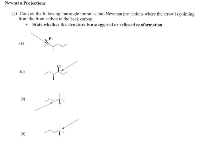 Solved Newman Projections (1) Convert the following line | Chegg.com
