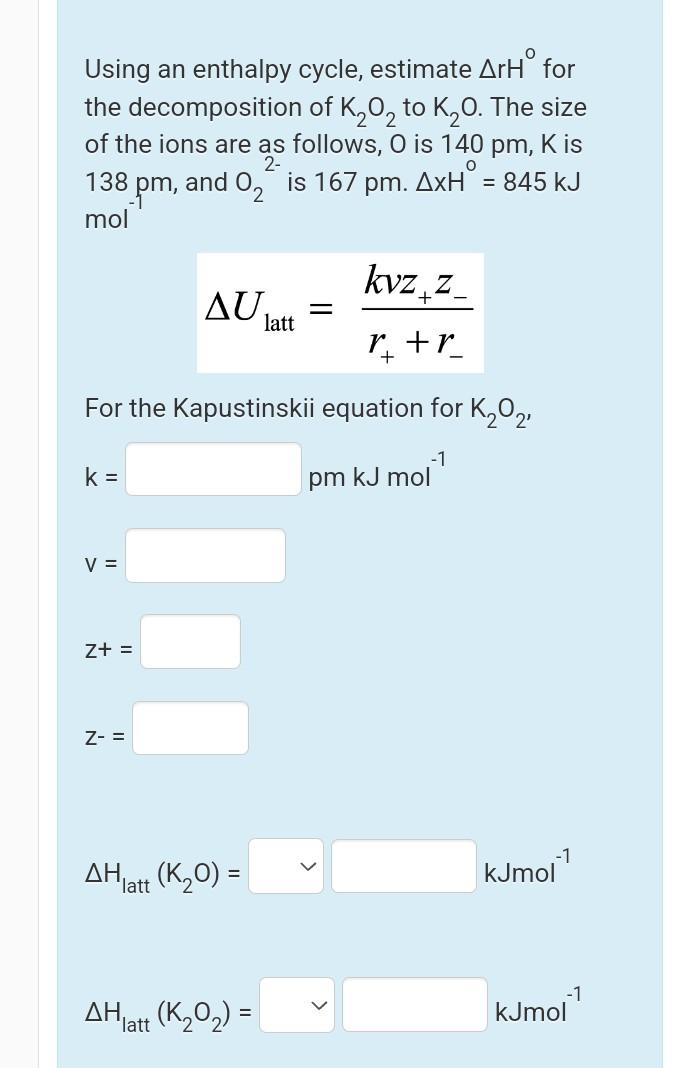 Solved Using an enthalpy cycle, estimate ΔrH∘ for the | Chegg.com