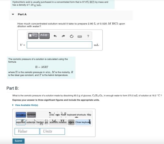 Solved Hydrochloric acid is usually purchased in a | Chegg.com