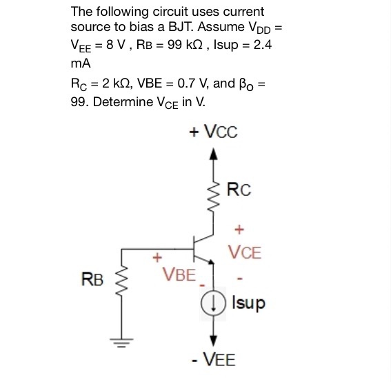 Solved The following circuit uses current source to bias a | Chegg.com