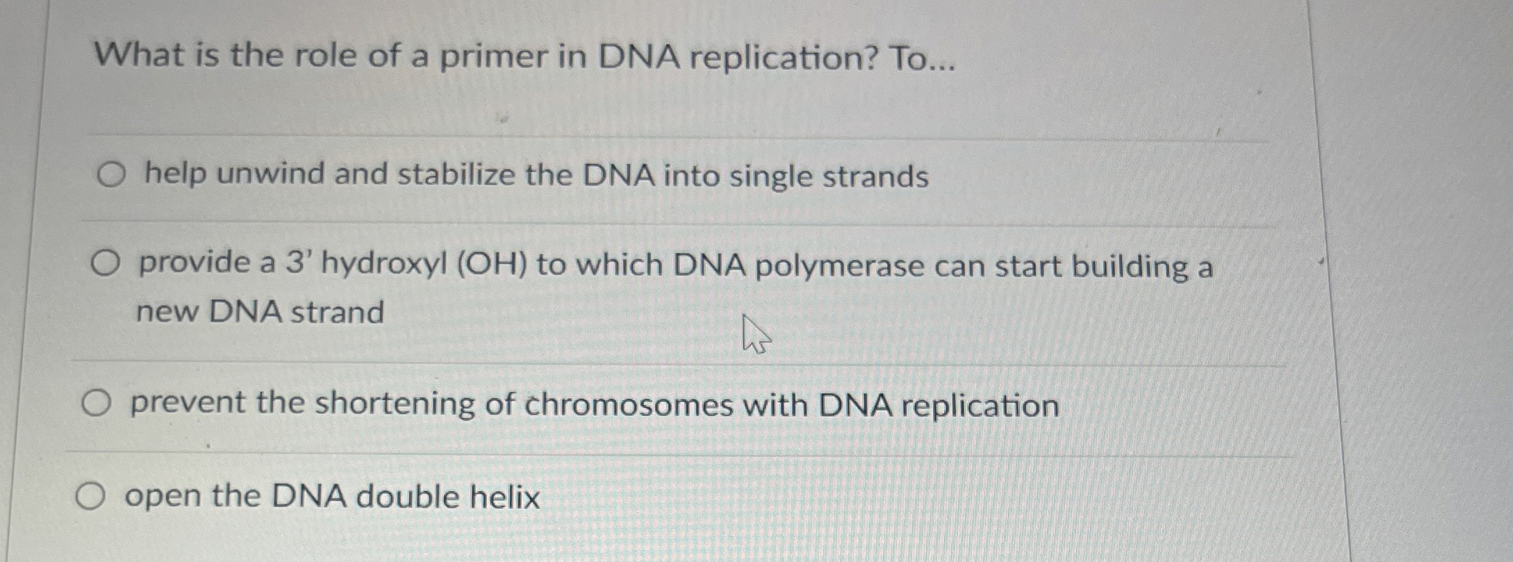 Solved What is the role of a primer in DNA replication? | Chegg.com