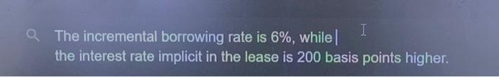 Solved I Q The incremental borrowing rate is 6%, while | the | Chegg.com