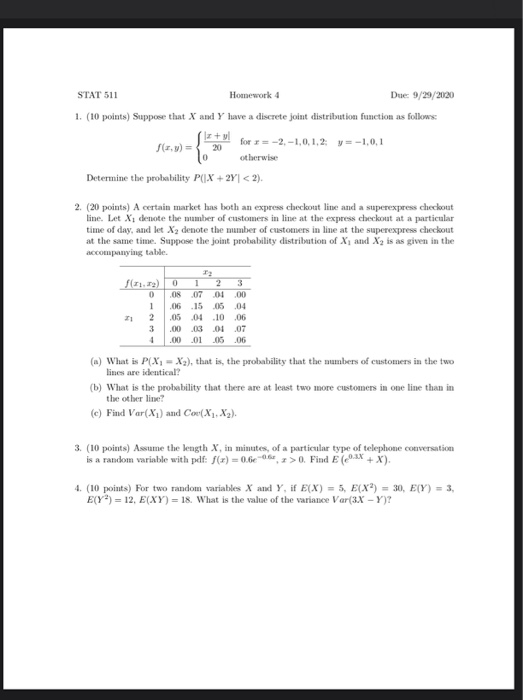 Solved STAT 511 Homework 4 Due: 9/29/2020 1. (10 points) | Chegg.com