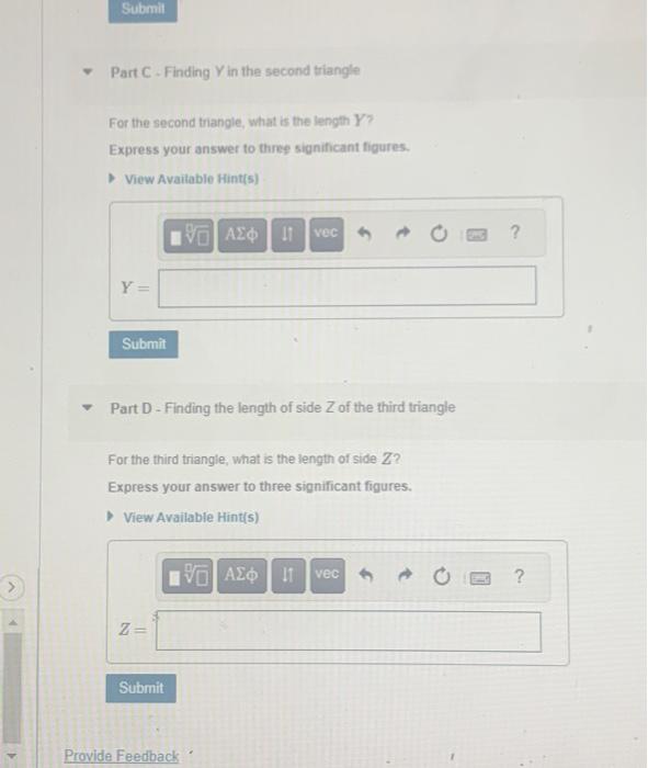 Solved For the first triangle, what is the length of its | Chegg.com