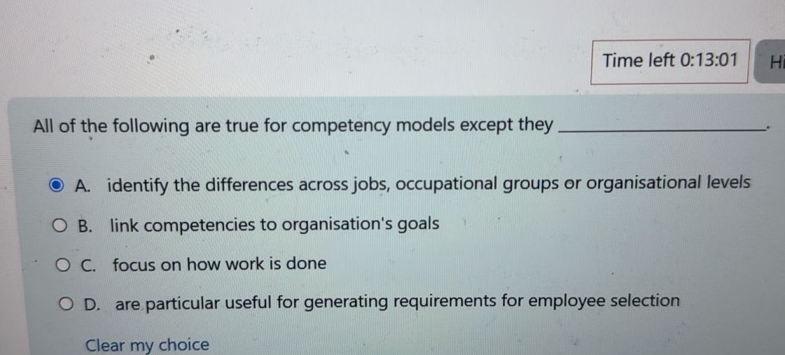 Solved All of the following are true for competency models | Chegg.com