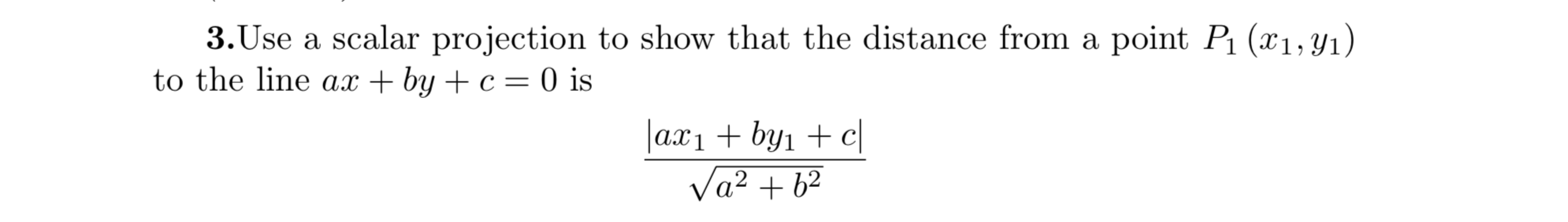 Solved 3.Use a scalar projection to show that the distance | Chegg.com