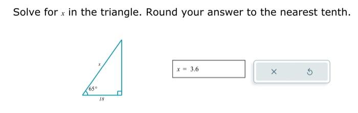 Solved Solve for x in the triangle. Round your answer to the | Chegg.com