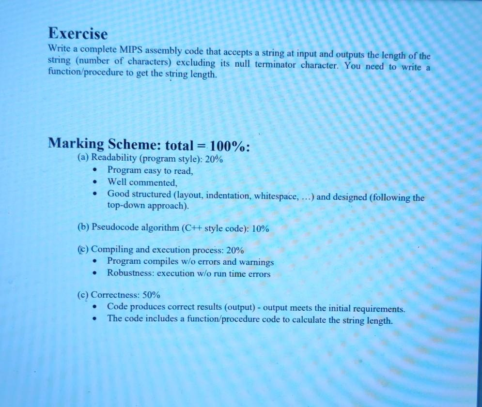 Solved Exercise Write a complete MIPS assembly code that | Chegg.com