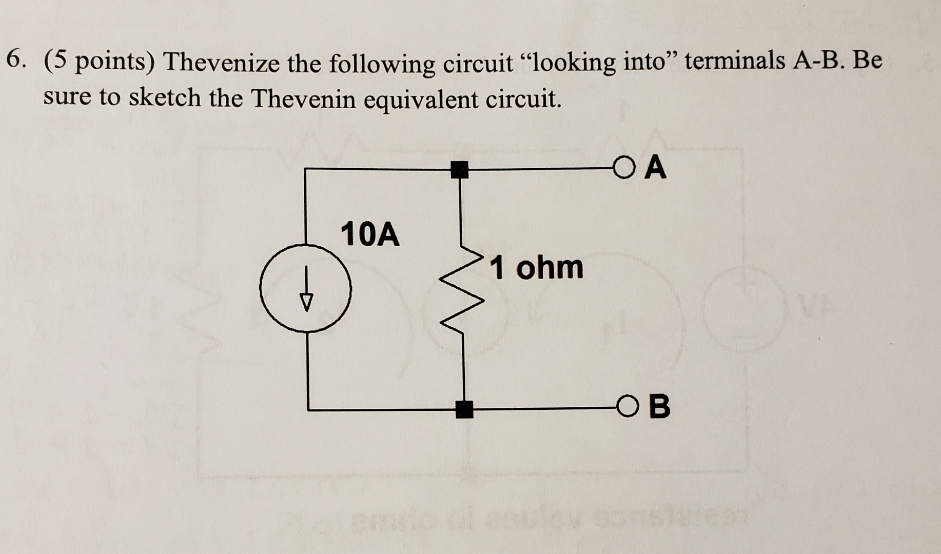 Solved (5 ﻿points) ﻿Thevenize the following circuit "looking | Chegg.com