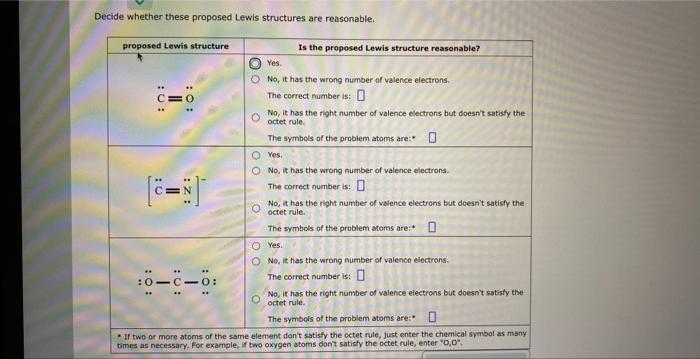 Solved Decide Whether These Proposed Lewis Structures Are