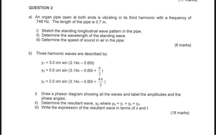 Solved QUESTION 2 a) An organ pipe open at both ends is | Chegg.com