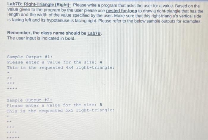 Solved Lab7B: Right-Triangle (Right): Please write a program | Chegg.com