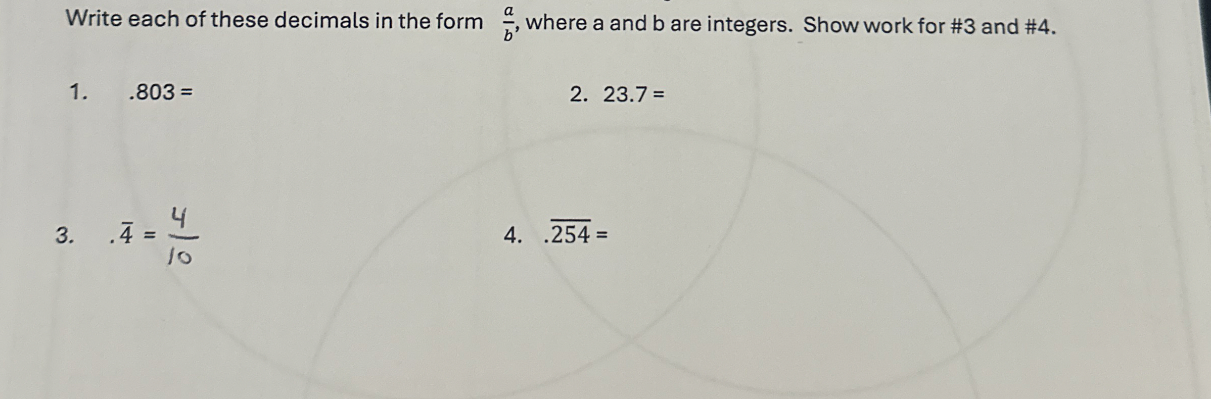 Solved Write each of these decimals in the form ab, ﻿where a | Chegg.com