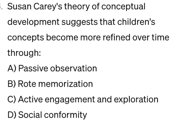 Solved Susan Carey's theory of conceptual development | Chegg.com