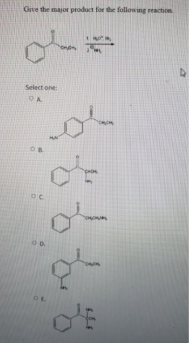 Solved Give the major product for the following reaction | Chegg.com