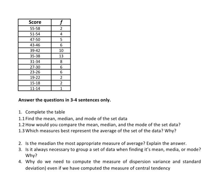 Solved Complete the table and answer the questions in 3-4 | Chegg.com