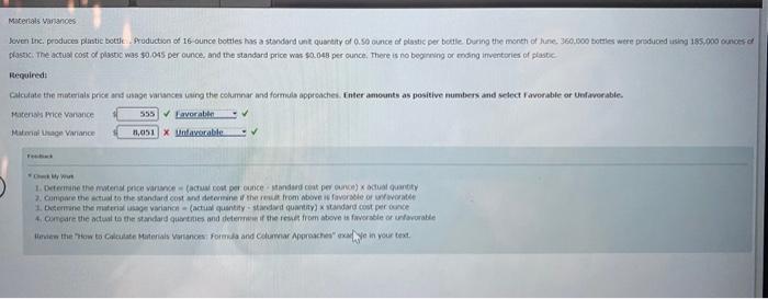 Solved Eequired Materivis Fice vanance Matmai Mage Variance | Chegg.com