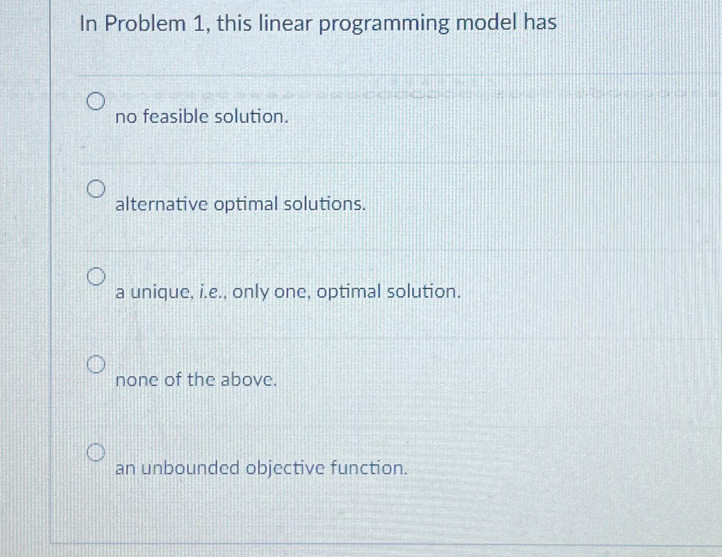 Solved In Problem 1, ﻿this linear programming model hasno | Chegg.com
