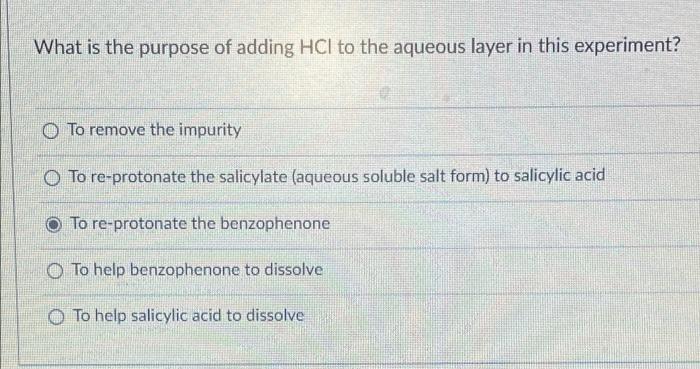 Solved What is the purpose of adding HCl to the aqueous | Chegg.com