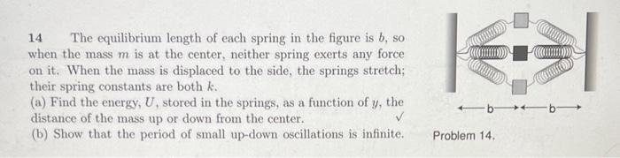 Solved 14 The equilibrium length of each spring in the | Chegg.com