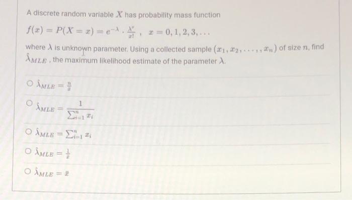 Solved A discrete random variable X has probability mass | Chegg.com