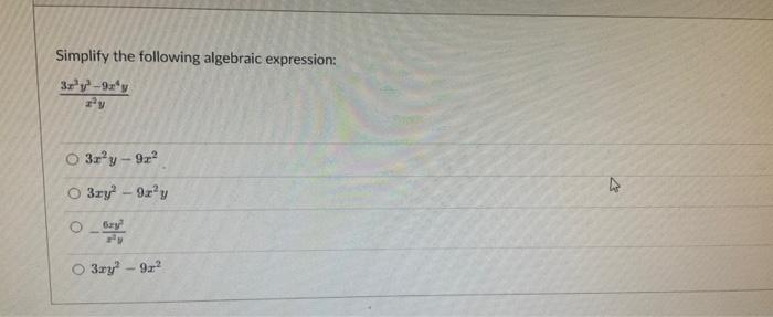 Solved Simplify the following algebraic expression: | Chegg.com