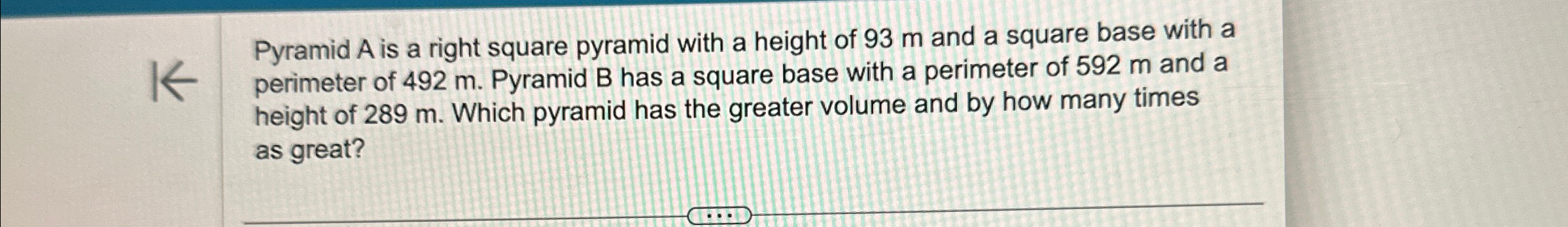 Solved Pyramid A ﻿is a right square pyramid with a height of | Chegg.com