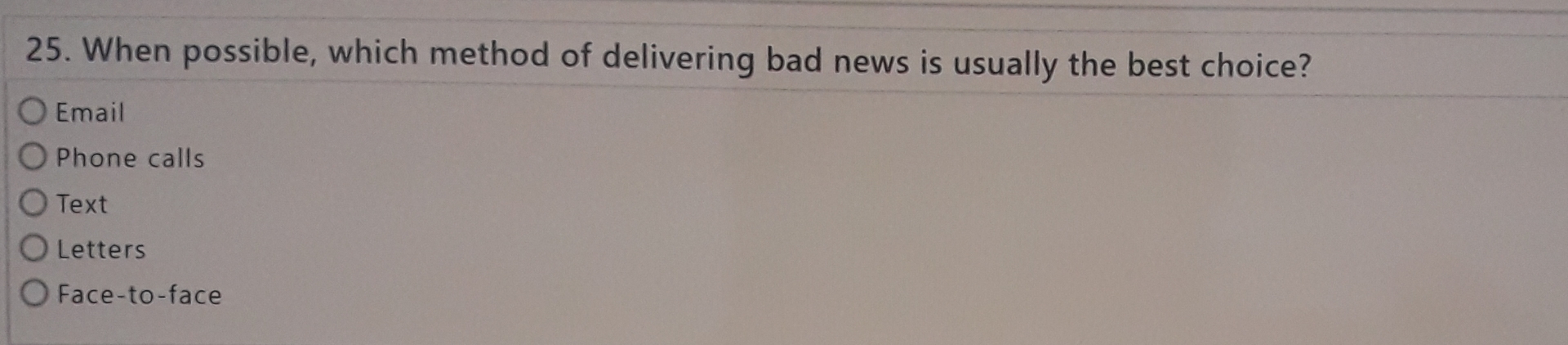 Solved When possible, which method of delivering bad news is | Chegg.com