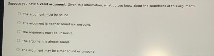 Suppose you have a valid argument. Given this | Chegg.com