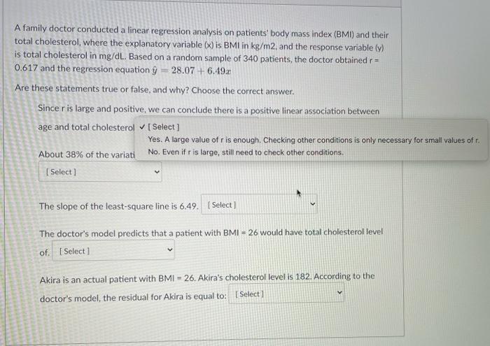 Solved A family doctor conducted a linear regression | Chegg.com
