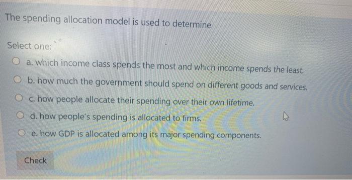 Solved The spending allocation model is used to determine | Chegg.com