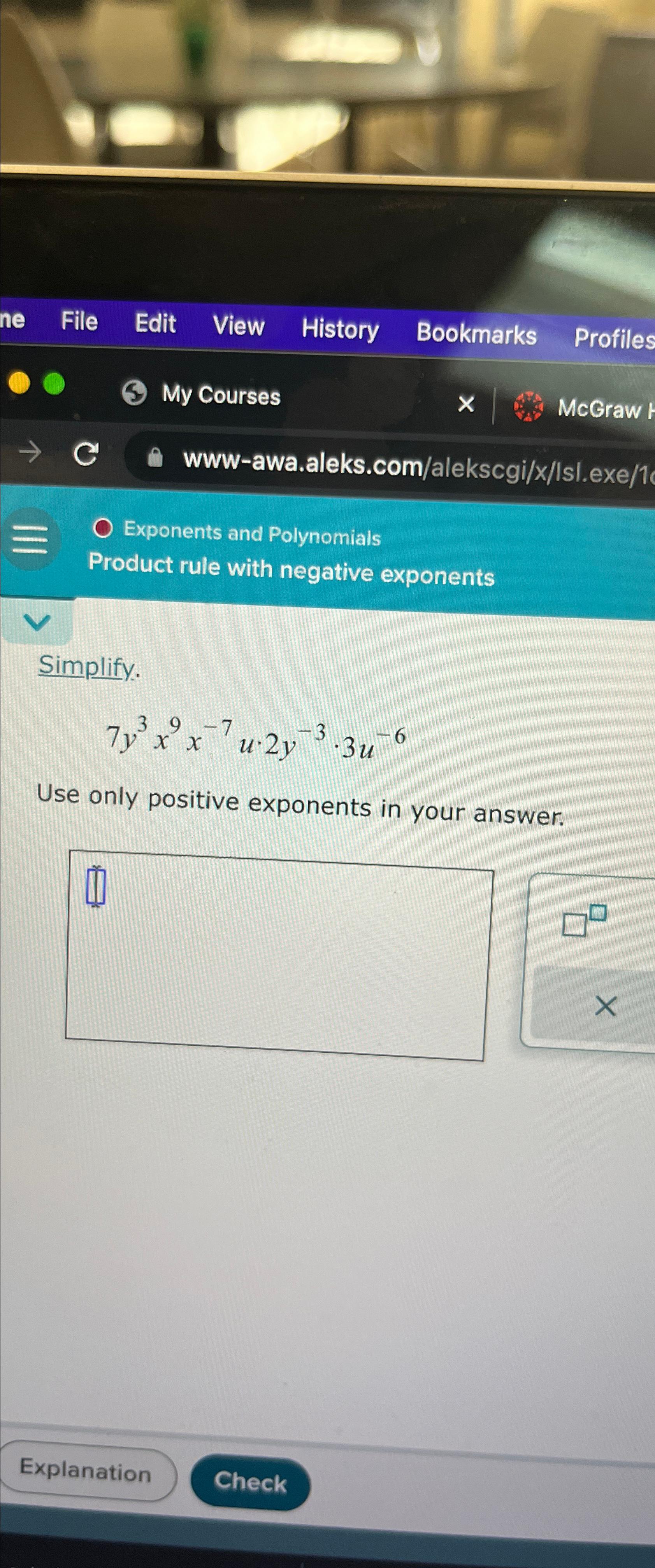 Solved Exponents and PolynomialsProduct rule with negative | Chegg.com