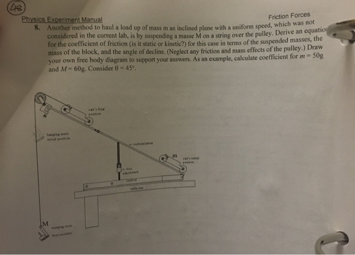 Solved Physics Experiment Manual 8. Another method to haul a | Chegg.com