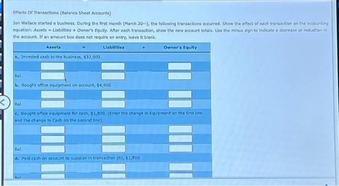 Solved Effects Of Transactions (Balance Sheet Accounts) Jon | Chegg.com