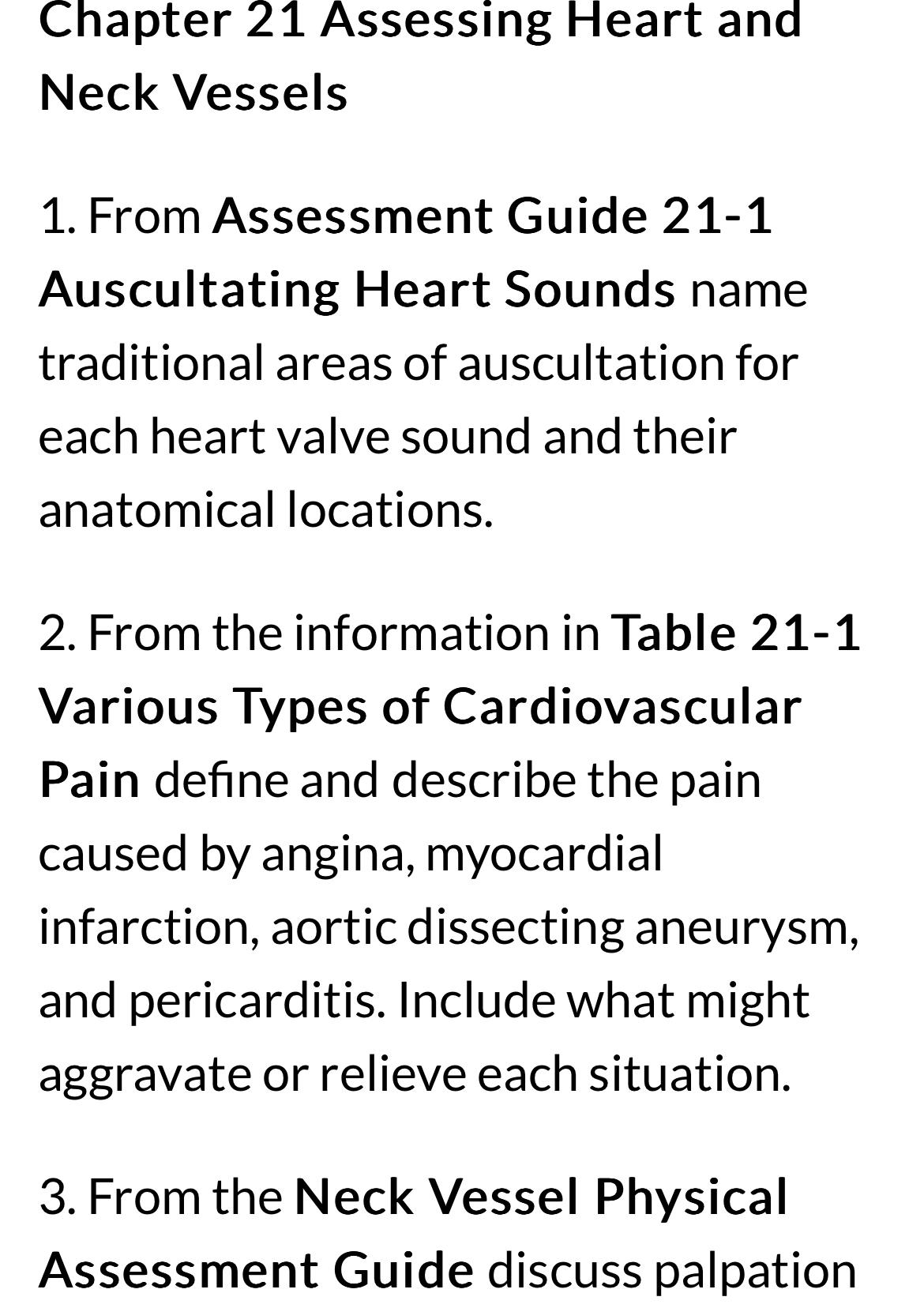 Solved Chapter 21 ﻿Assessing Heart and Neck VesselsFrom | Chegg.com