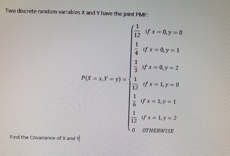 Solved Two discrete random variables X and Y have the joint | Chegg.com