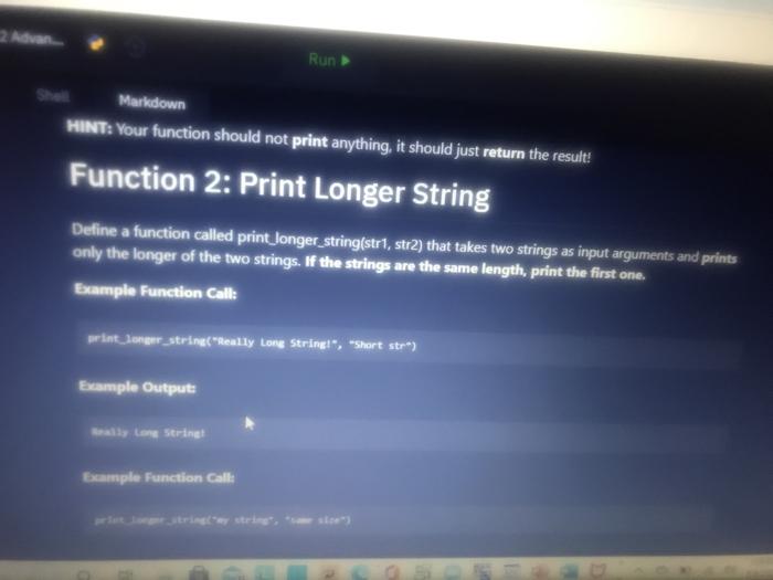 Solved Run Markdown MINI: Your function should not print | Chegg.com