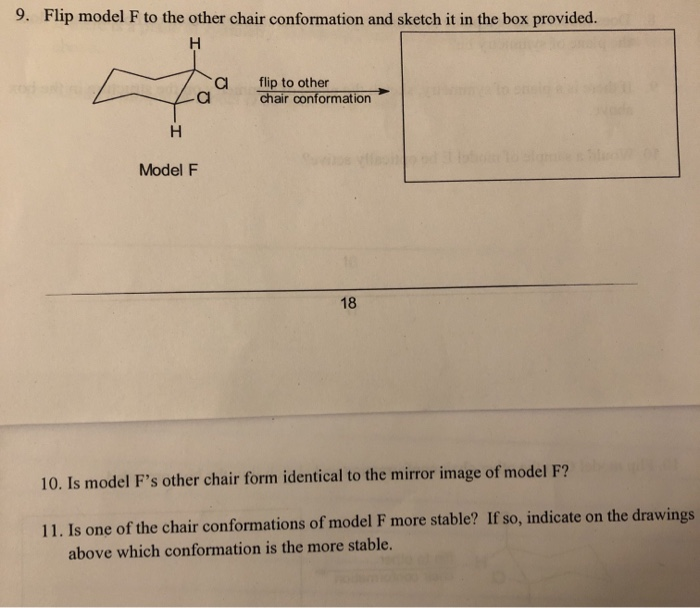 Solved 9. Flip model F to the other chair conformation and | Chegg.com
