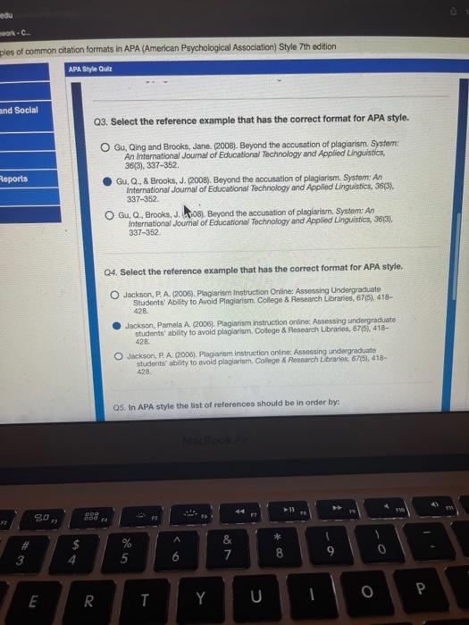Solved Q3. Select the reference example that has the correct | Chegg.com