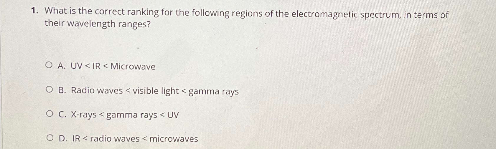 Solved What is the correct ranking for the following regions | Chegg.com