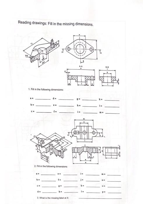 Solved Reading drawings: Fill in the missing dimensions. 1. | Chegg.com