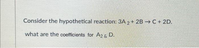 Solved Consider the hypothetical reaction: 3A 2 + 2B → C + | Chegg.com