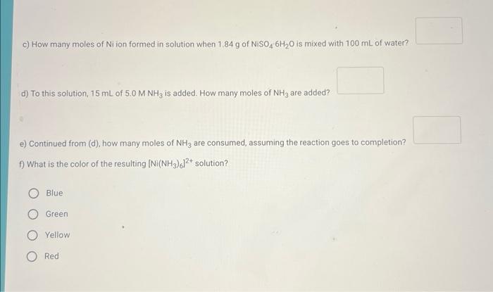 Solved In the lab procedure the initial solution was | Chegg.com