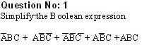 Solved Simplify the Boolean expression A - BC + AB - C - | Chegg.com