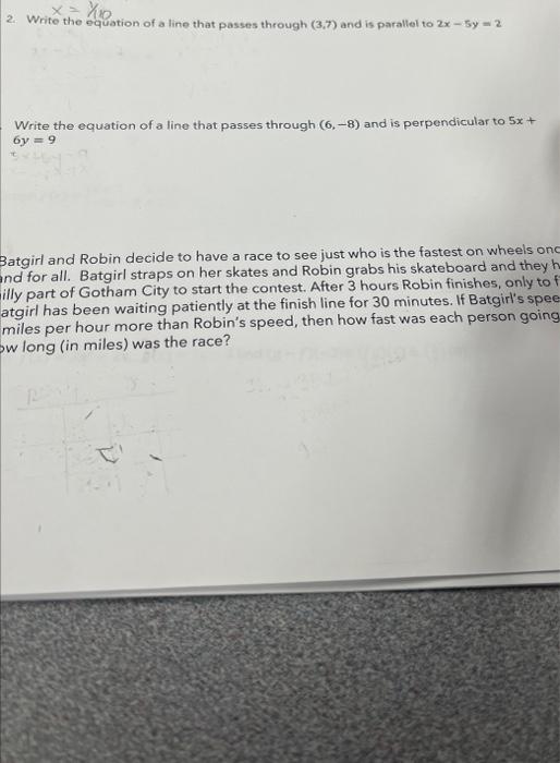 Solved 2. Write the equation of a line that passes through | Chegg.com