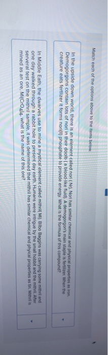 Solved w Match the description of the compound with the | Chegg.com