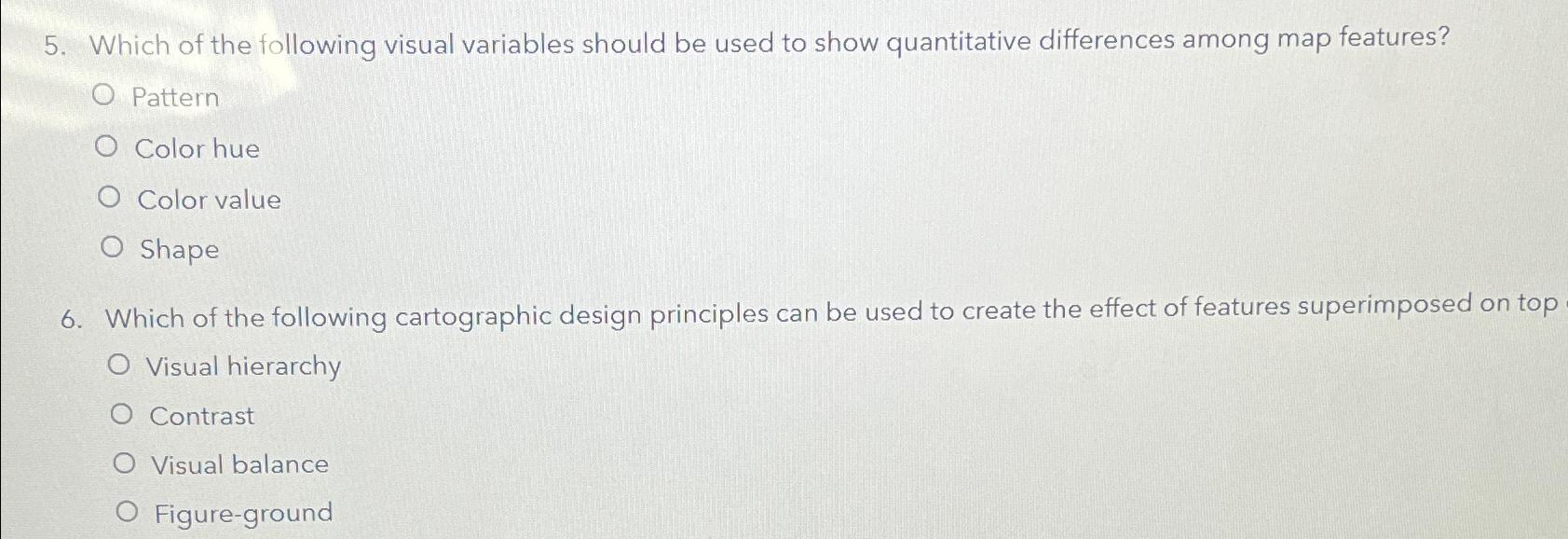 Solved Which of the following visual variables should be | Chegg.com