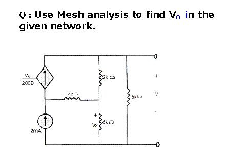 Solved Use Mesh analysis to find V0 in the given network. | Chegg.com